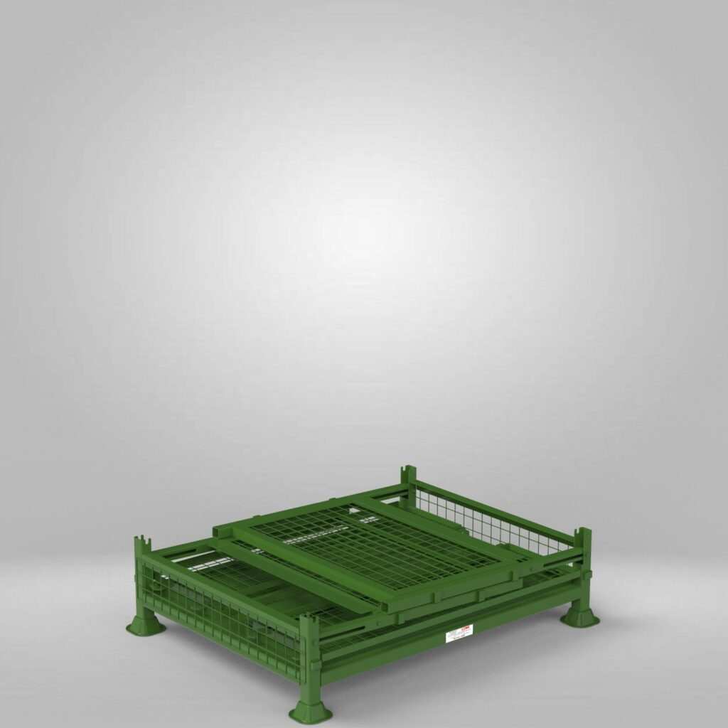 CE / UKCA Certified Collapsible Metal Pallet – Half Drop Front | Lowe